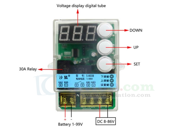 Battery Charge Discharge Controller DC 1V-99V Battery Voltage Monitor Protector Lithium/Lead ...